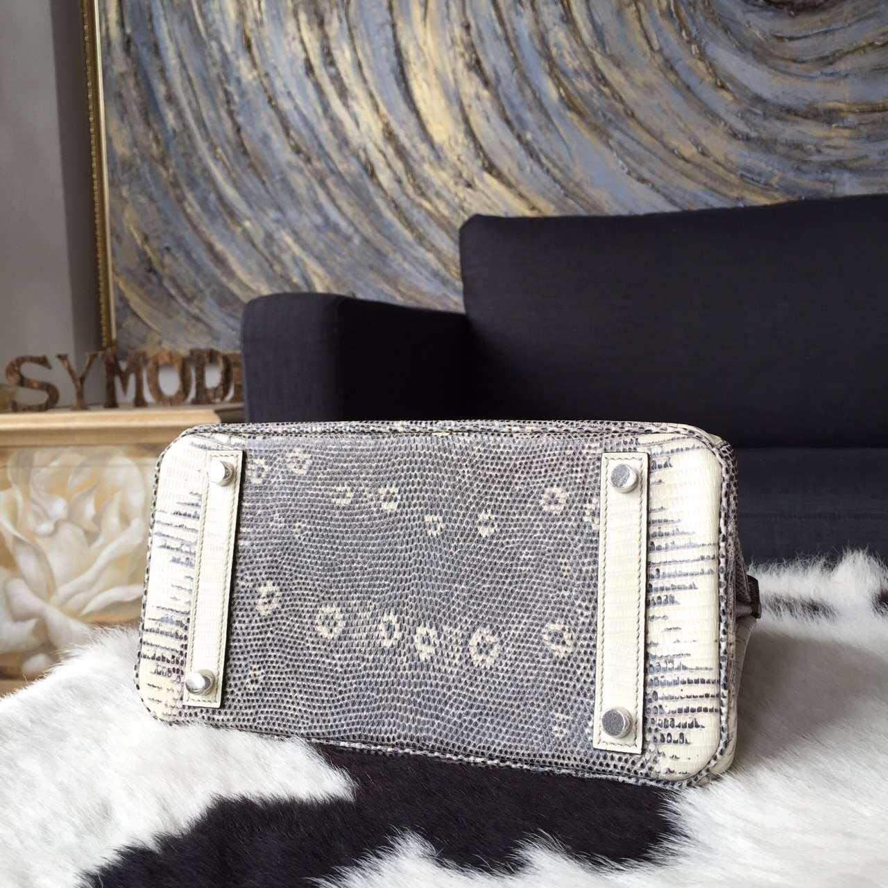 Hermes Birkin 25cm Natural Lizard Skin Original Leather Bag ...