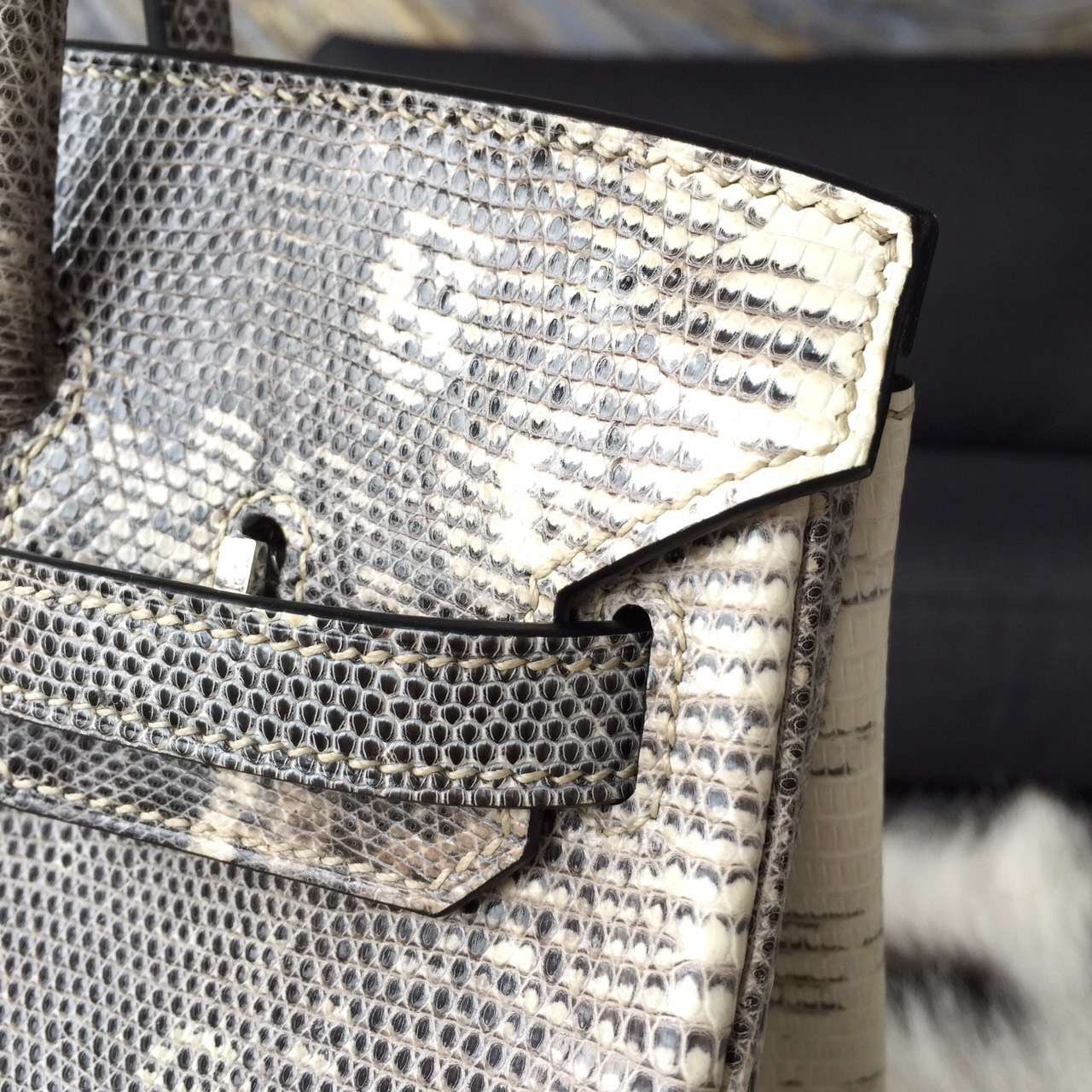 Hermes Birkin 25cm Natural Lizard Skin Original Leather Bag ...