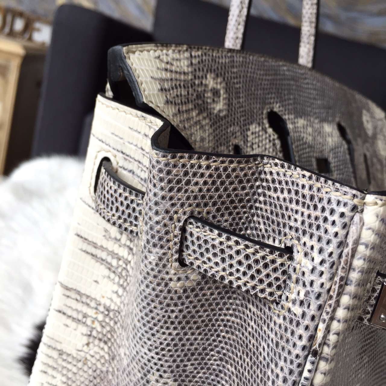 Hermes Birkin 25cm Natural Lizard Skin Original Leather Bag ...