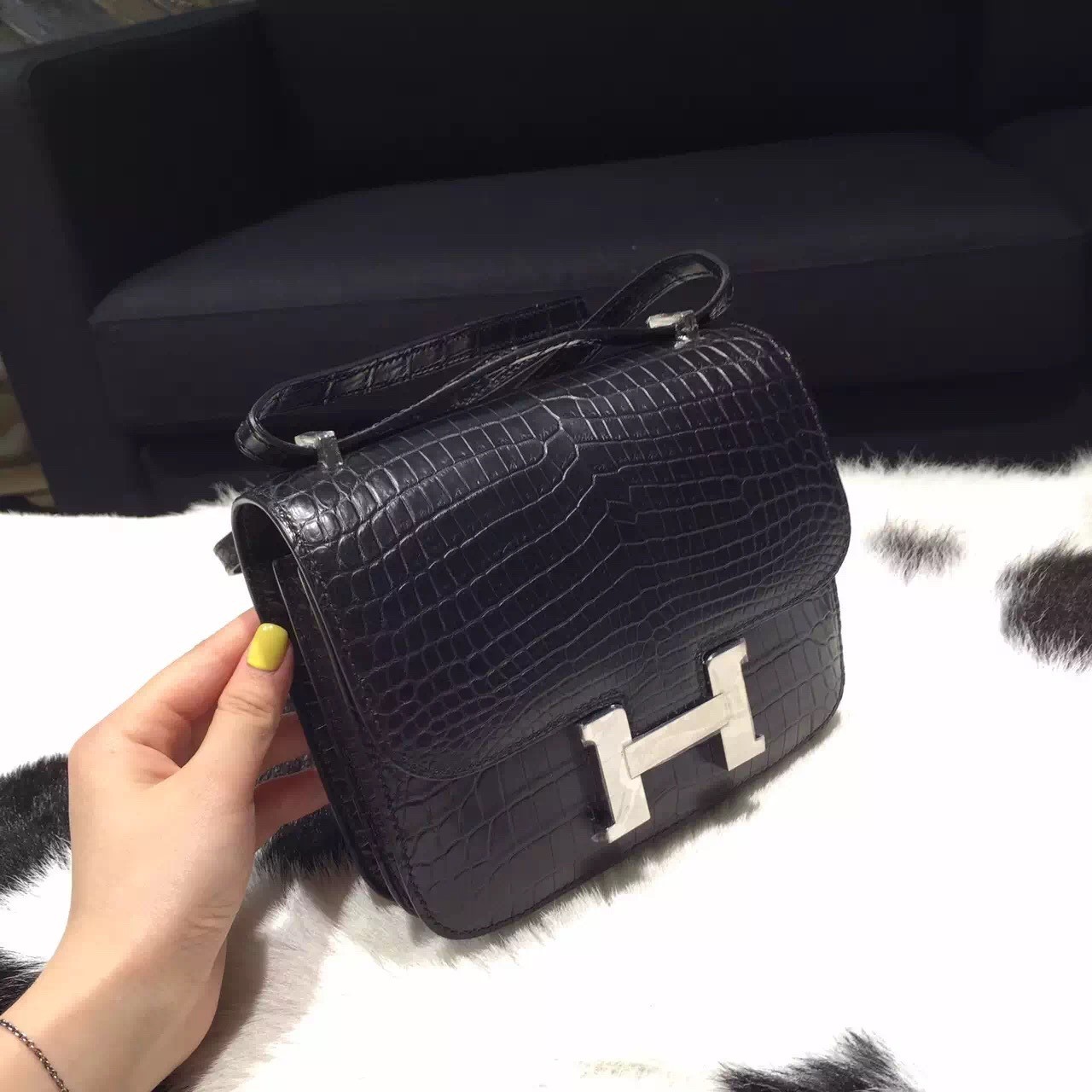 Hermes Constance 18cm Matte Alligator Crocodile Original Leather Fully ...