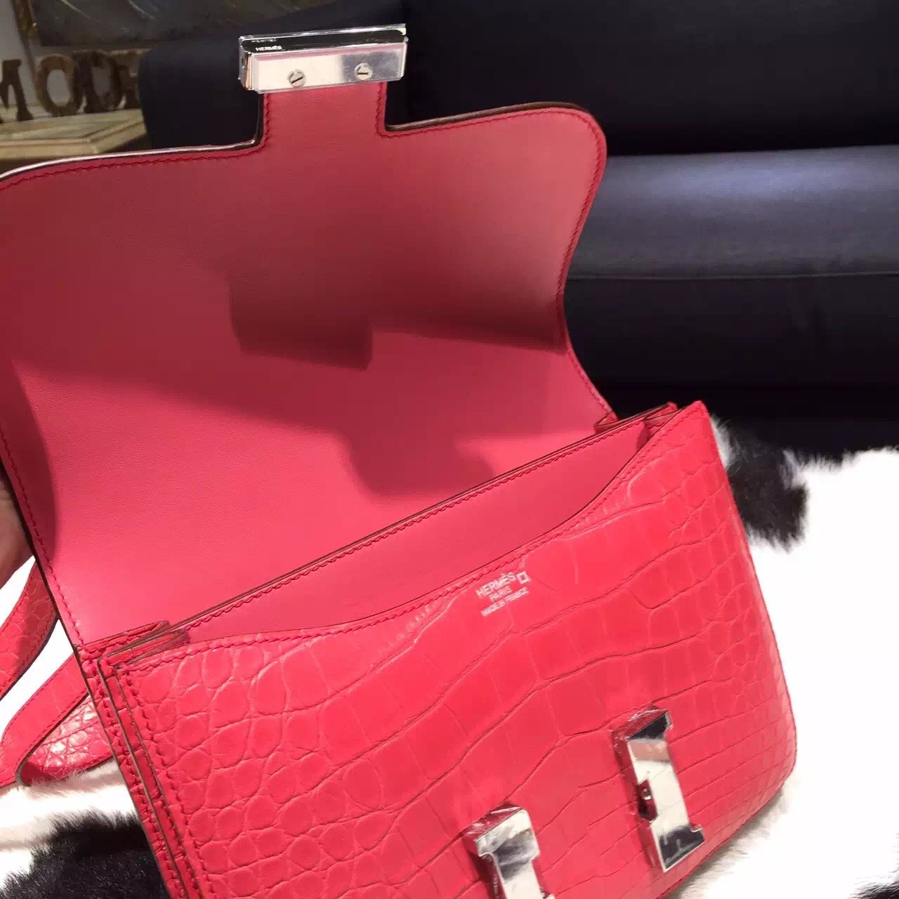 Replica Best Hermes Constance 23cm Matte Alligator Crocodile Original ...